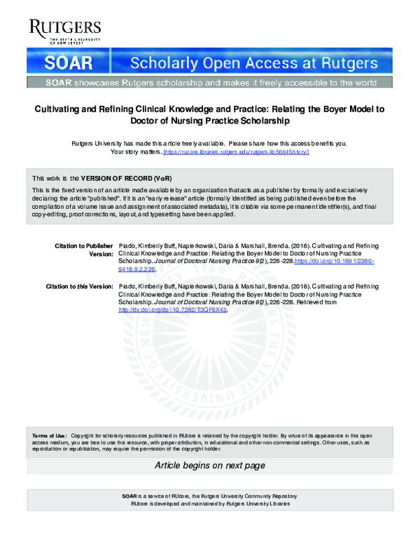 (PDF) Cultivating and Refining Clinical Knowledge and Practice ...