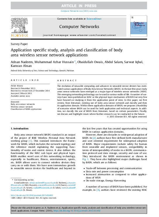 (PDF) Application specific study, analysis and classification of body area wireless sensor ...