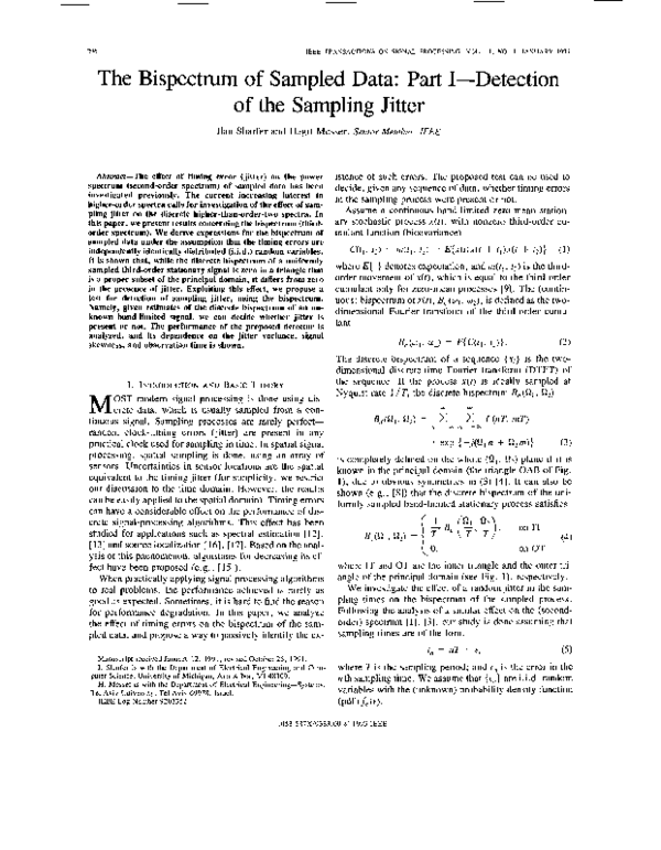 (PDF) The Bispectrum of Sampled Data: Part 1-Detection of the Sampling Jitter