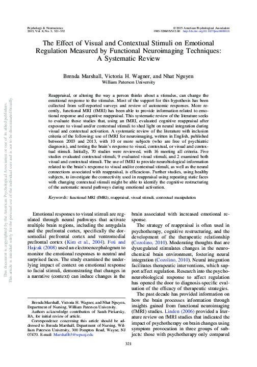 (PDF) The effect of visual and contextual stimuli on emotional regulation measured by functional ...