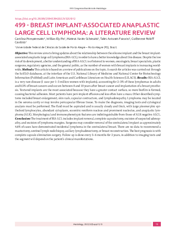 (PDF) Breast Implant-Associated Anaplastic Large Cell Lymphoma: A ...