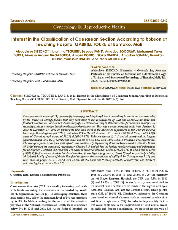 (PDF) Interest in the Classification of Caesarean Section According to ...