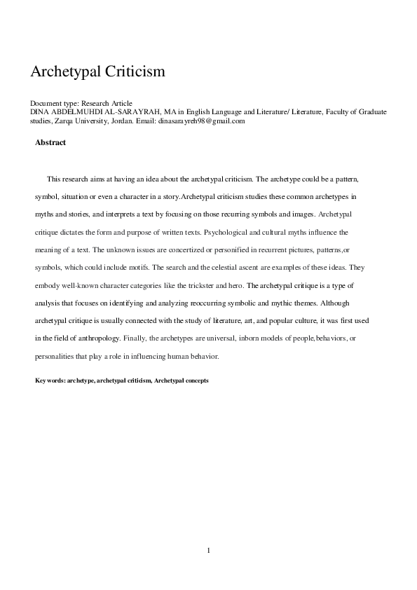 (PDF) Mythological Criticism