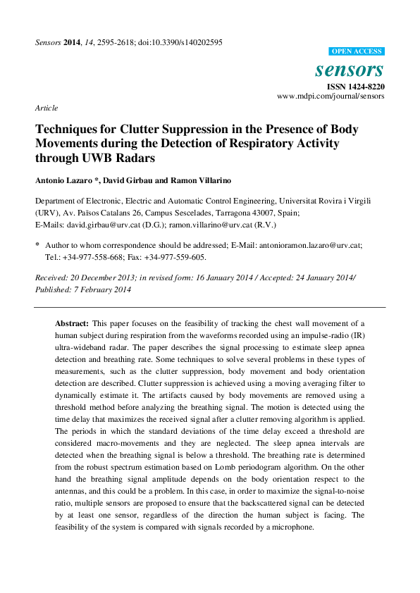 (PDF) Techniques for Clutter Suppression in the Presence of Body Movements during the Detection ...