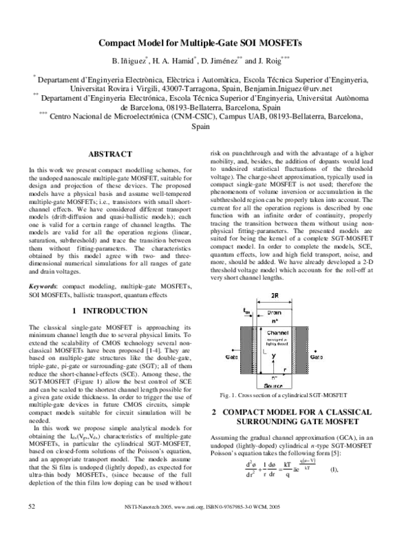 (PDF) Compact RF Modeling of Multiple-Gate MOSFETs