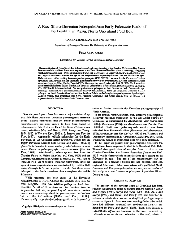 (PDF) A new siluro-Devonian paleopole from Early Paleozoic rocks of the ...