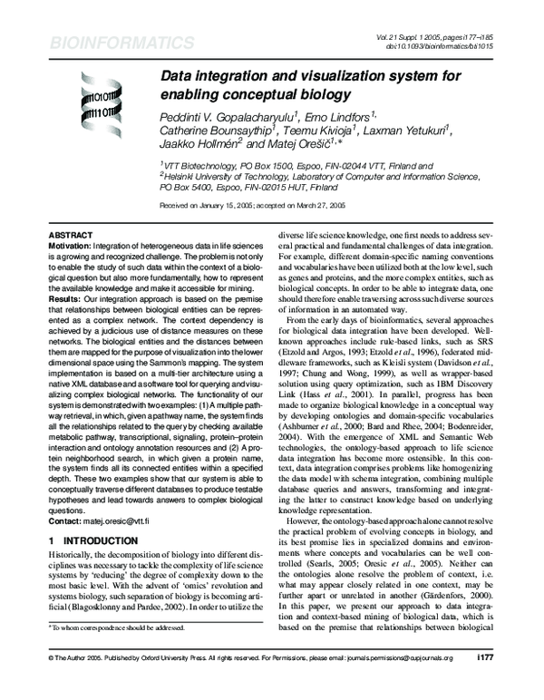 (PDF) Data integration and visualization system for enabling conceptual biology