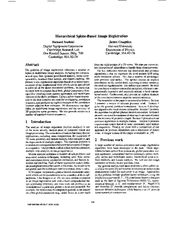 (PDF) Hierarchical spline-based image registration