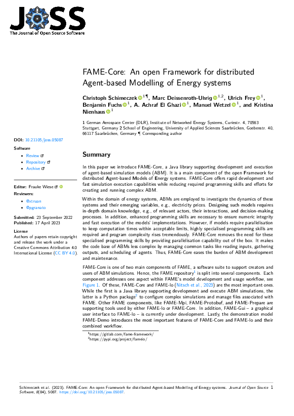 (PDF) FAME-Core: An open Framework for distributed Agent-based ...