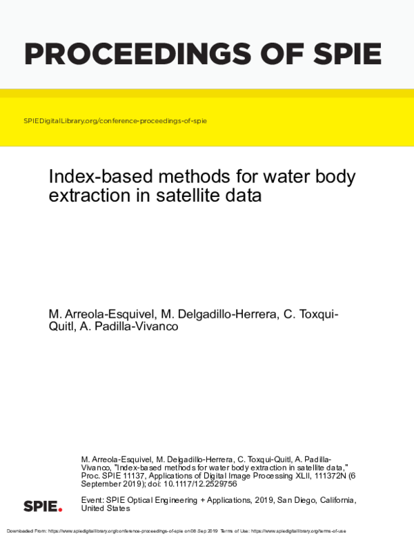 Pdf Index Based Methods For Water Body Extraction In Satellite Data