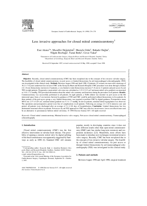 (PDF) Less invasive approaches for closed mitral commissurotomy