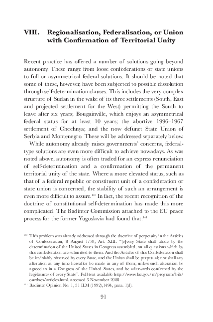 (PDF) VIII. Regionalisation, Federalisation, Or Union With Confirmation ...