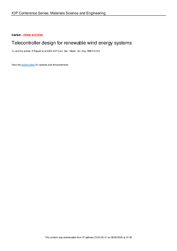 (PDF) Telecontroller design for renewable wind energy systems