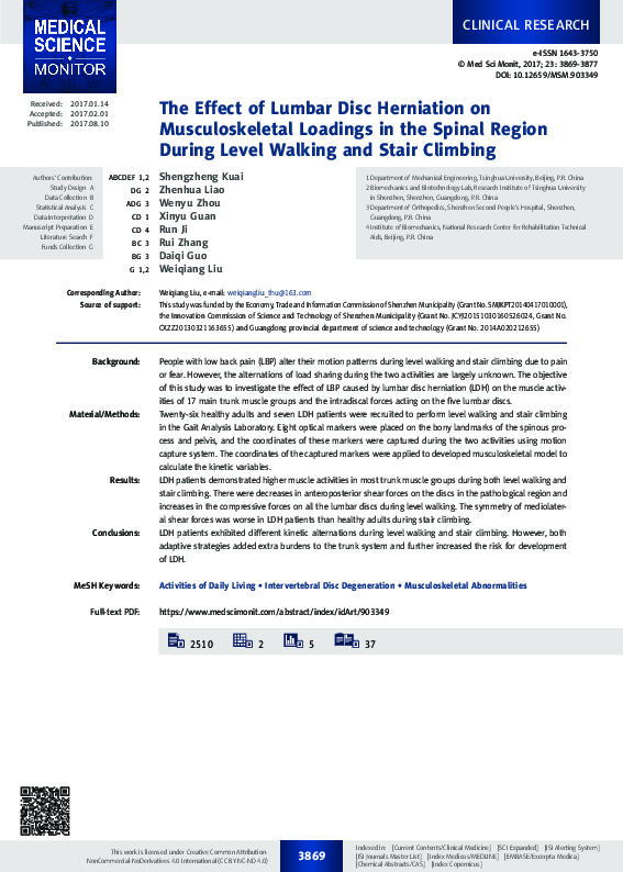 (PDF) The Effect of Lumbar Disc Herniation on Musculoskeletal Loadings ...