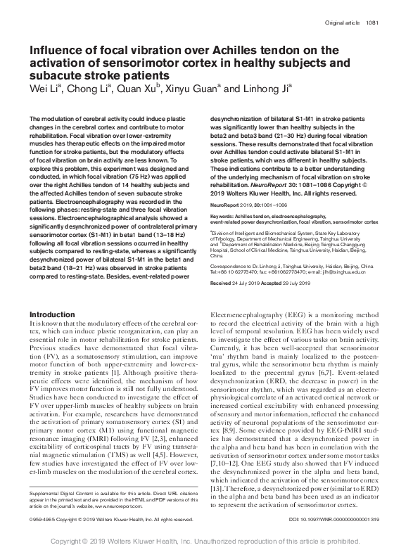 (PDF) Influence of focal vibration over Achilles tendon on the ...
