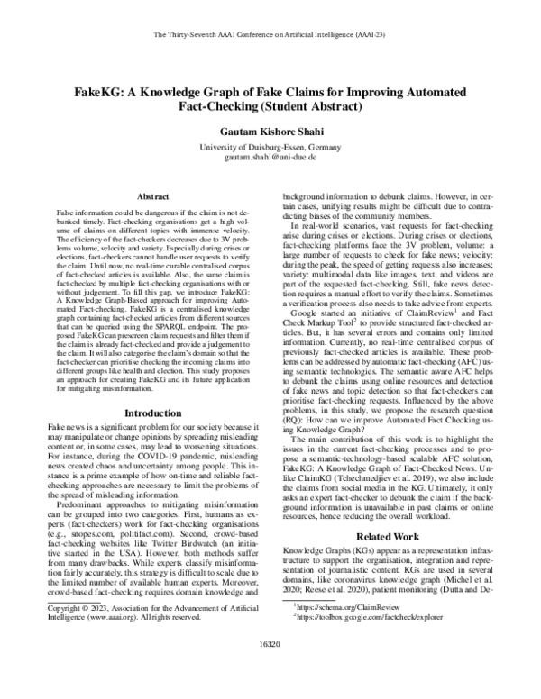 (PDF) FakeKG: A Knowledge Graph of Fake Claims for Improving Automated ...
