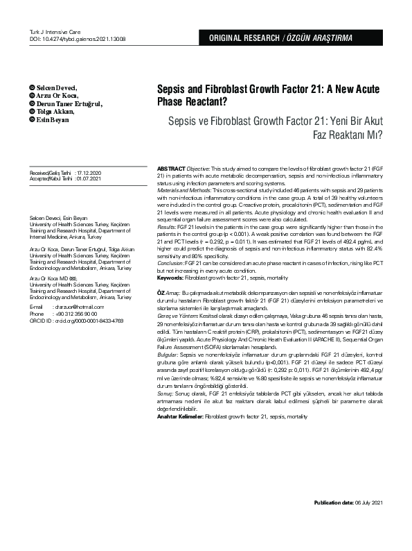 Pdf Sepsis And Fibroblast Growth Factor 21 A New Acute Phase Reactant 5170