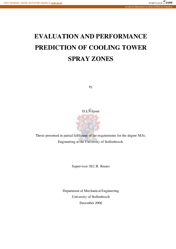 (PDF) Evaluation and performance prediction of cooling tower spray zones