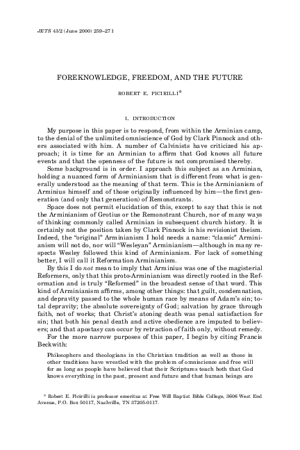 (PDF) Foreknowledge, Freedom, and the Future