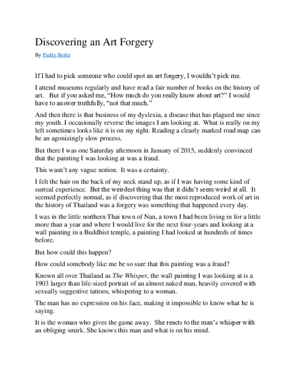 (PDF) Discovering an Art Forgery