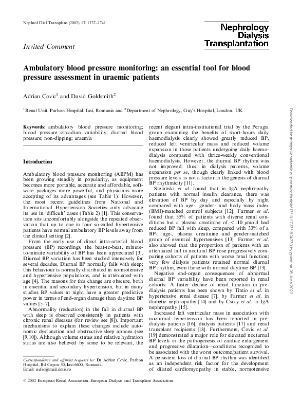 (PDF) Ambulatory blood pressure monitoring: an essential tool for blood ...