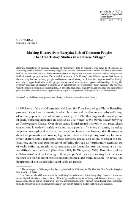 (PDF) Making History from Everyday Life of Common People: The Oral ...