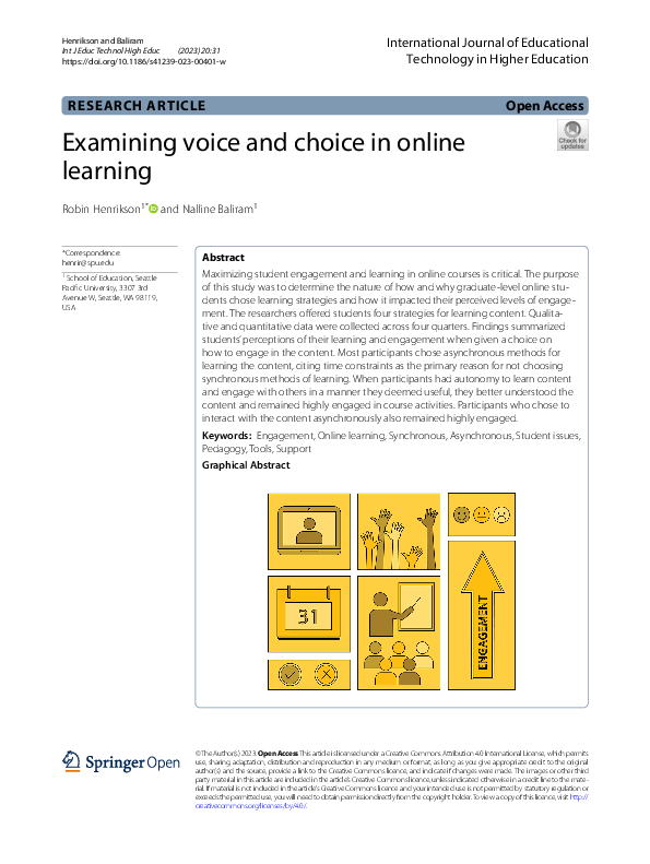 (PDF) Examining voice and choice in online learning