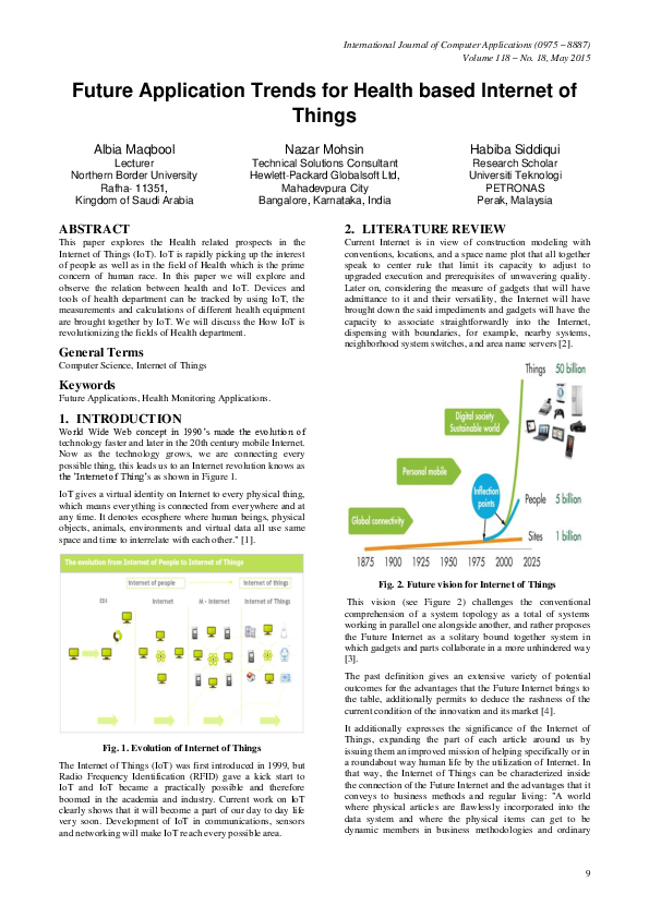 (PDF) Future Application Trends for Health based Internet of Things