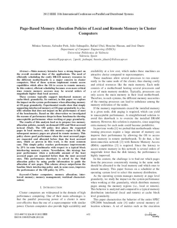 (PDF) Page-Based Memory Allocation Policies of Local and Remote Memory in Cluster Computers