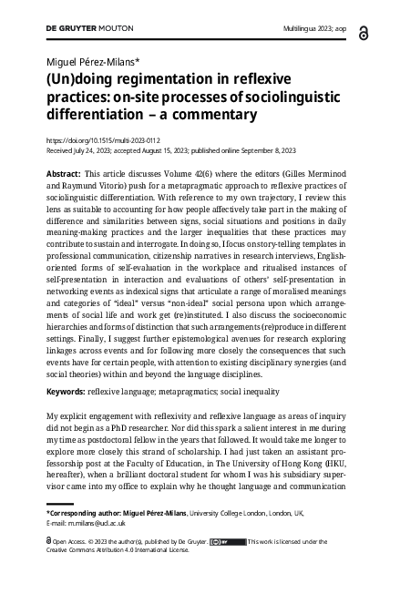 (PDF) (Un)doing regimentation in reflexive practices: on-site processes ...