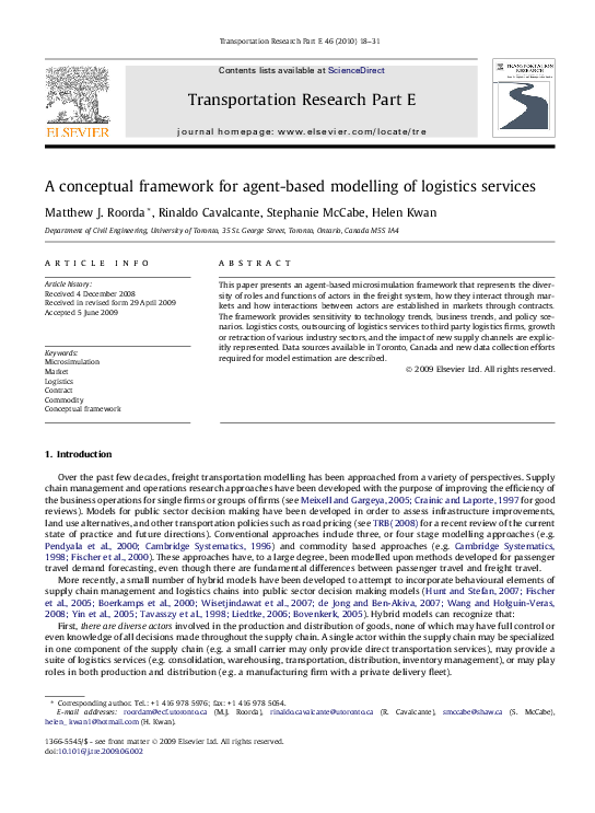 (PDF) Agent-Based Modelling Framework for Logistics