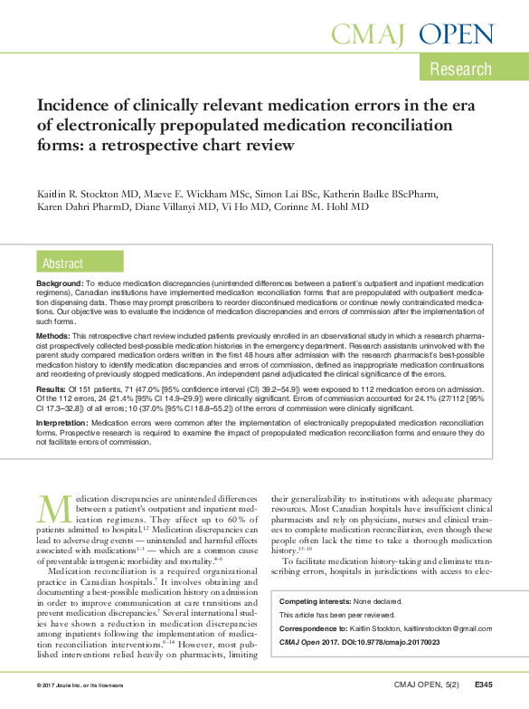 (PDF) Incidence of clinically relevant medication errors in the era of ...