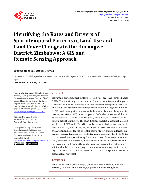 (PDF) Identifying the Rates and Drivers of Spatiotemporal Patterns of ...