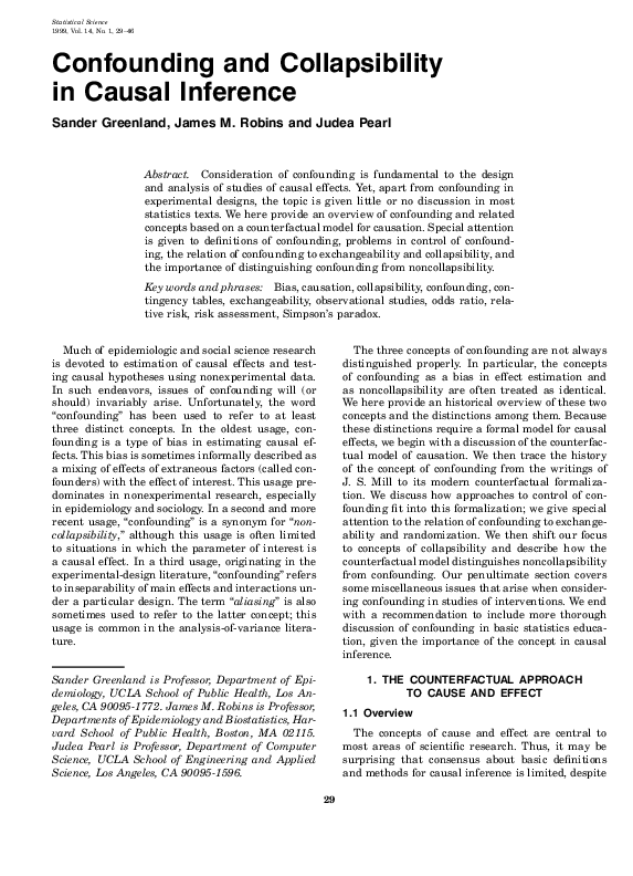 (PDF) Confounding and collapsibility in causal inference