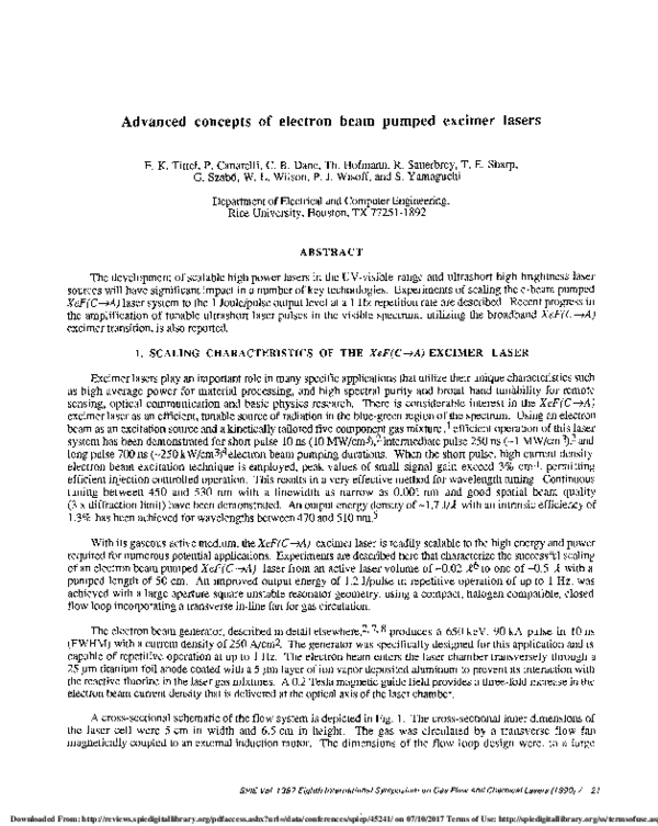 (PDF) Advanced concepts of electron-beam-pumped excimer lasers