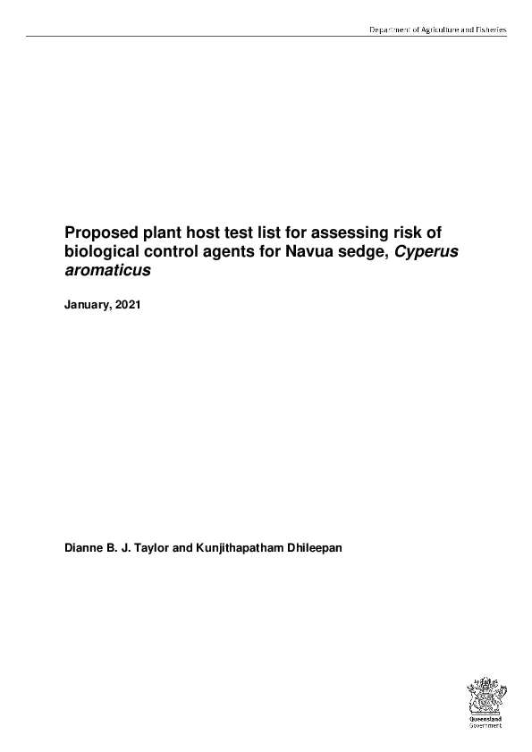 (PDF) Proposed plant host test list for assessing risk of biological ...
