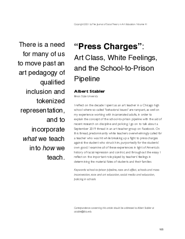 (PDF) “Press charges”: The intersection of art class, white feelings ...