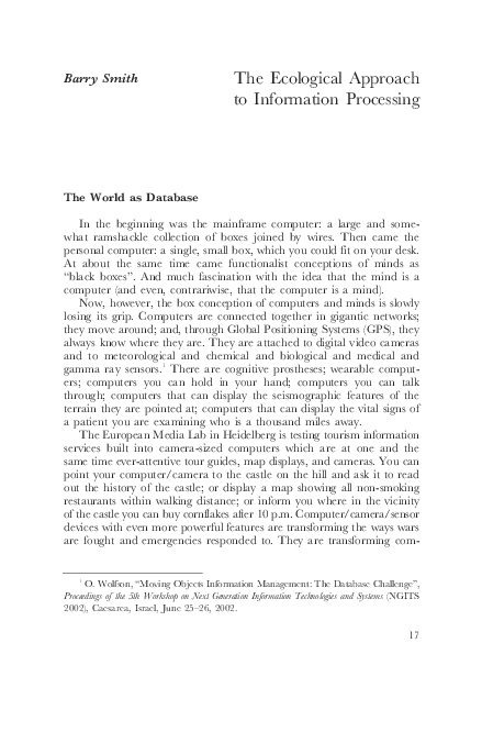 (PDF) The ecological approach to information processing