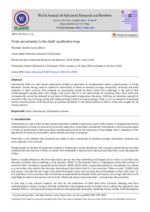 (PDF) From uncertainty to the faith'qualitative leap