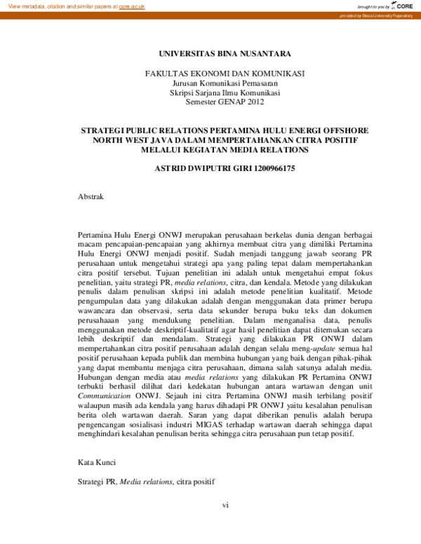 (PDF) Strategi Public Relations Pertamina Hulu Energi Offshore North ...