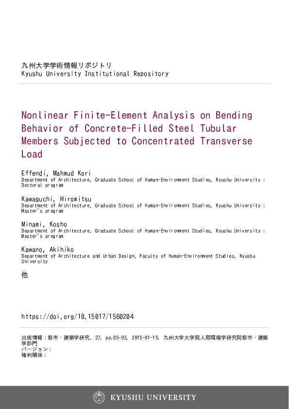 Pdf Nonlinear Finite Element Analysis On Bending Behavior Of Concrete Filled Steel Tubular