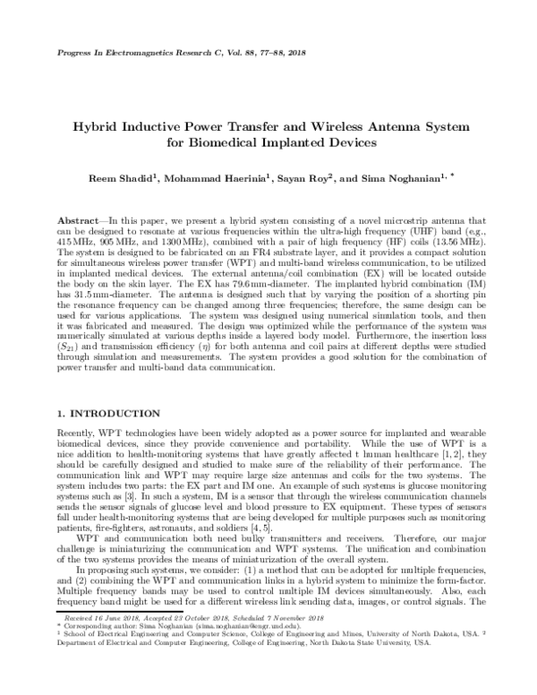 (PDF) Hybrid Inductive Power Transfer and Wireless Antenna System for Biomedical Implanted Devices