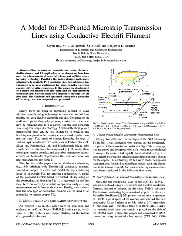 (PDF) A model for 3D-printed microstrip transmission lines using ...