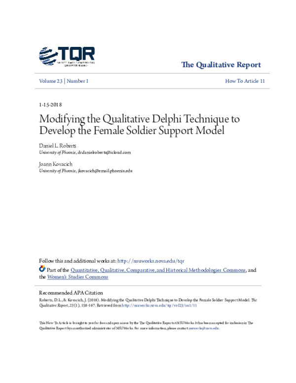 (PDF) Modifying the Qualitative Delphi Technique to Develop the Female Soldier Support Model