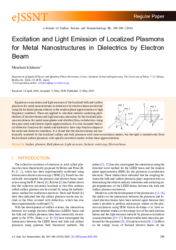 (PDF) Excitation and Light Emission of Localized Plasmons for Metal ...