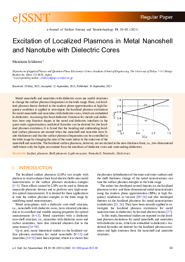 (PDF) Excitation of Localized Plasmons in Metal Nanoshell and Nanotube ...