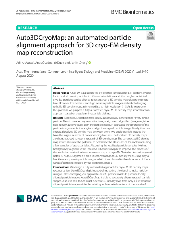 (PDF) Auto3DCryoMap: an automated particle alignment approach for 3D cryo-EM density map ...