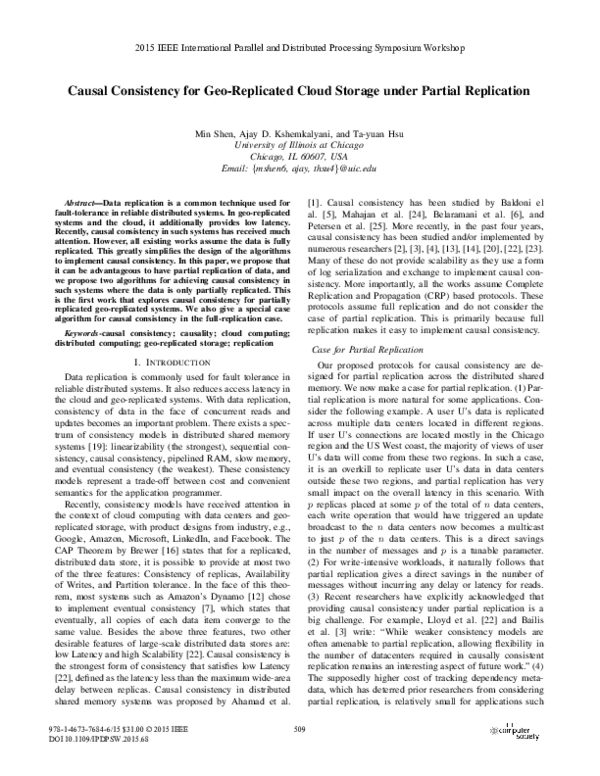 (PDF) Causal Consistency for Geo-Replicated Cloud Storage under Partial ...