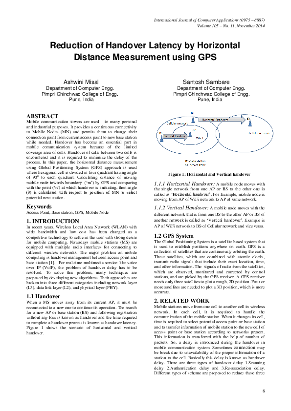 (PDF) Reduction of Handover Latency by Horizontal Distance Measurement ...