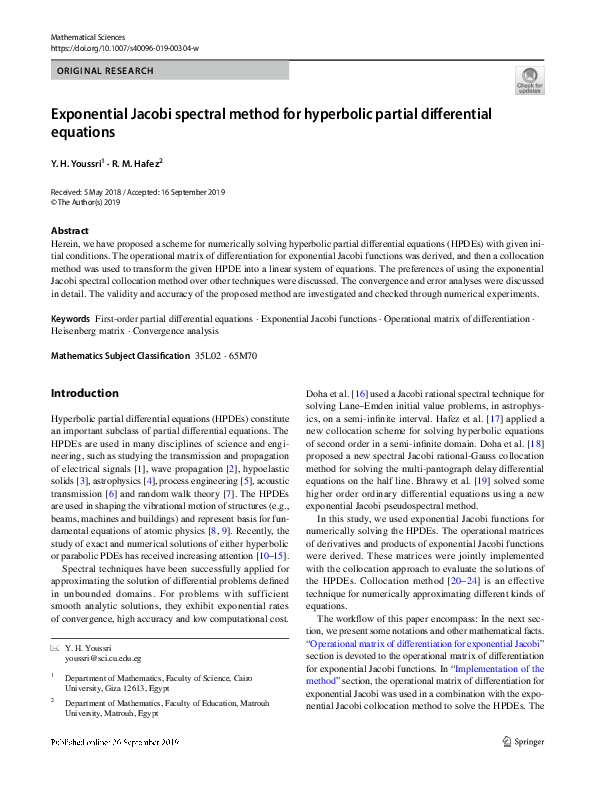 Pdf Exponential Jacobi Spectral Method For Hyperbolic Partial